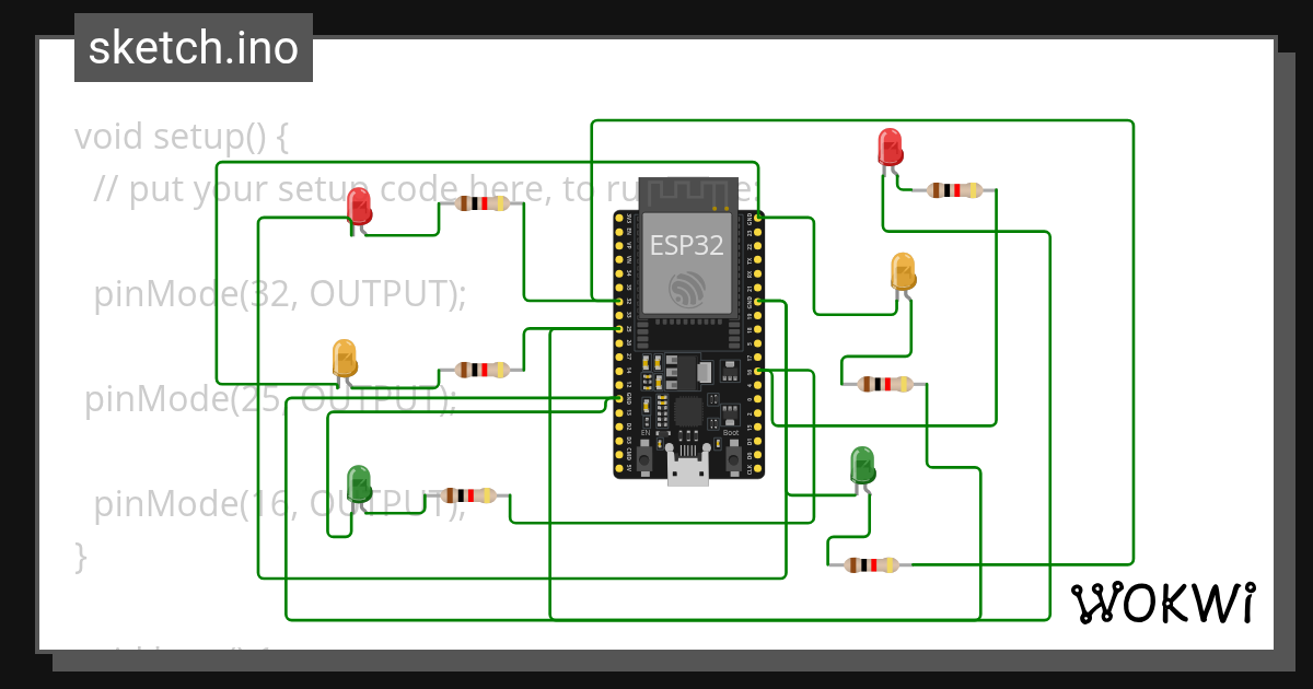 TRAFFIC_LIGHT - Wokwi ESP32, STM32, Arduino Simulator