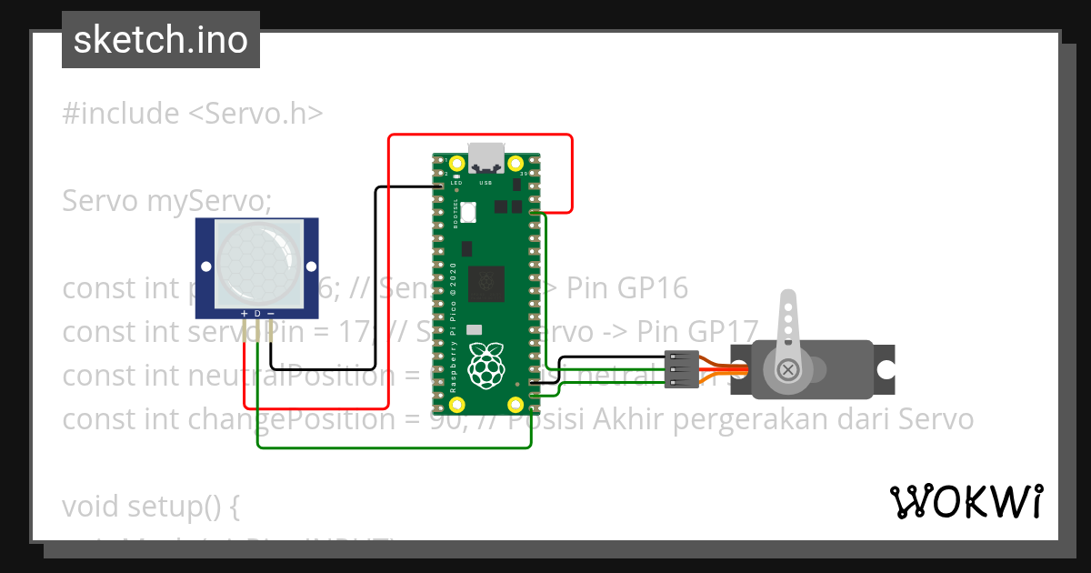 Motion sensor with Servo - Wokwi ESP32, STM32, Arduino Simulator