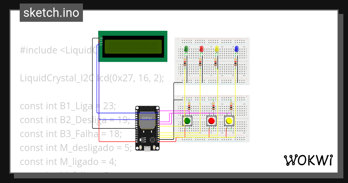 Partida Direta de um Motor - Fluxograma - Wokwi ESP32, STM32, Arduino Simulator