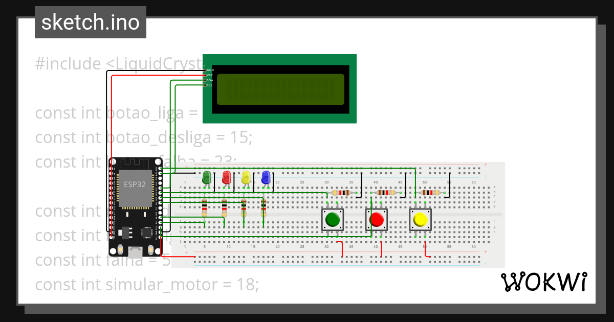 Partida direta de um motor - Wokwi ESP32, STM32, Arduino Simulator