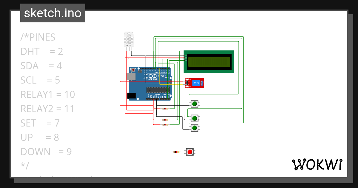 DHT11 con relay - Wokwi ESP32, STM32, Arduino Simulator
