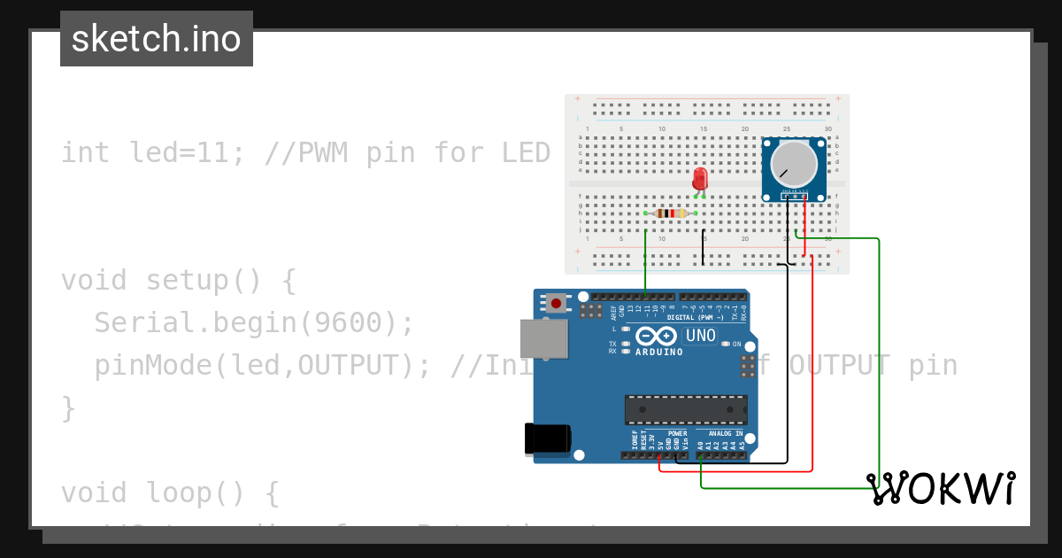 Brightness Control Using Pwm Wokwi Esp32 Stm32 Arduino Simulator 