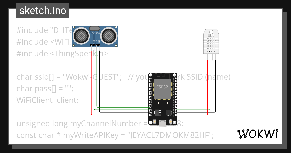 595_NIVETHA_ULTRASONIC&DHT22 - Wokwi ESP32, STM32, Arduino Simulator