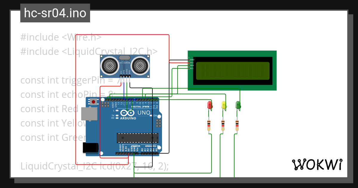 sensor jarak I2C - Wokwi ESP32, STM32, Arduino Simulator
