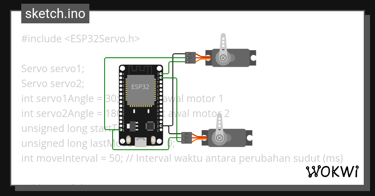 Pengendalian 2 Motor Servo V2 Copy Wokwi Esp32 Stm32 Arduino Simulator