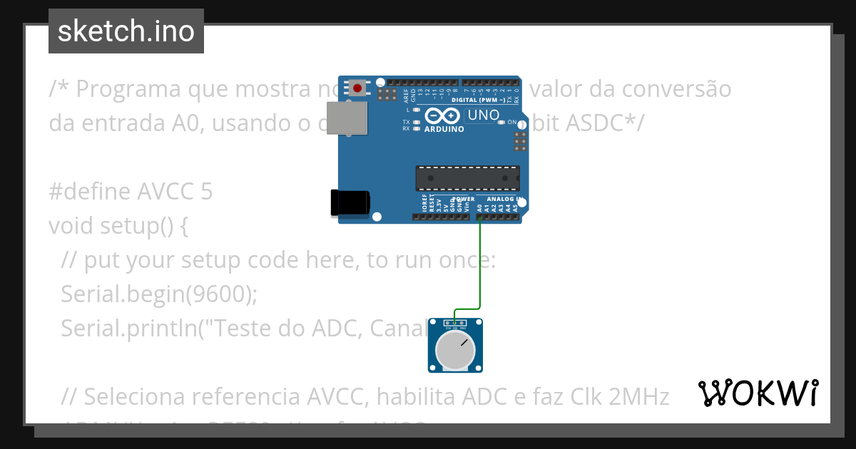 Conversao ADC - Wokwi ESP32, STM32, Arduino Simulator