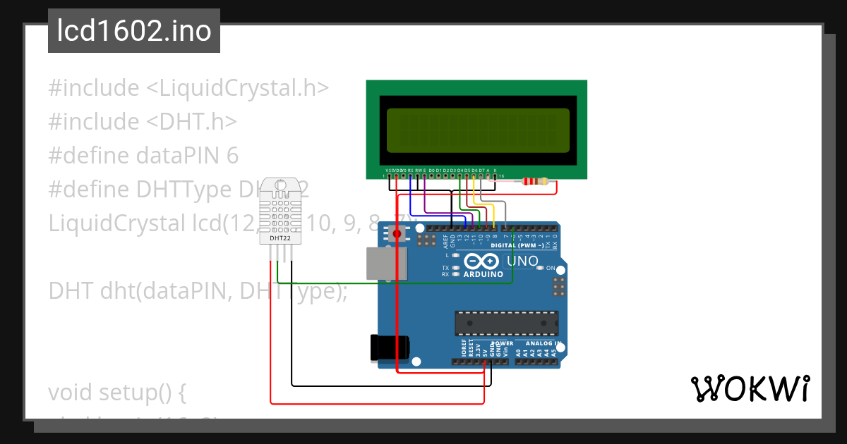 Digital temperature sensor with liquid crystal display Copy - Wokwi ...