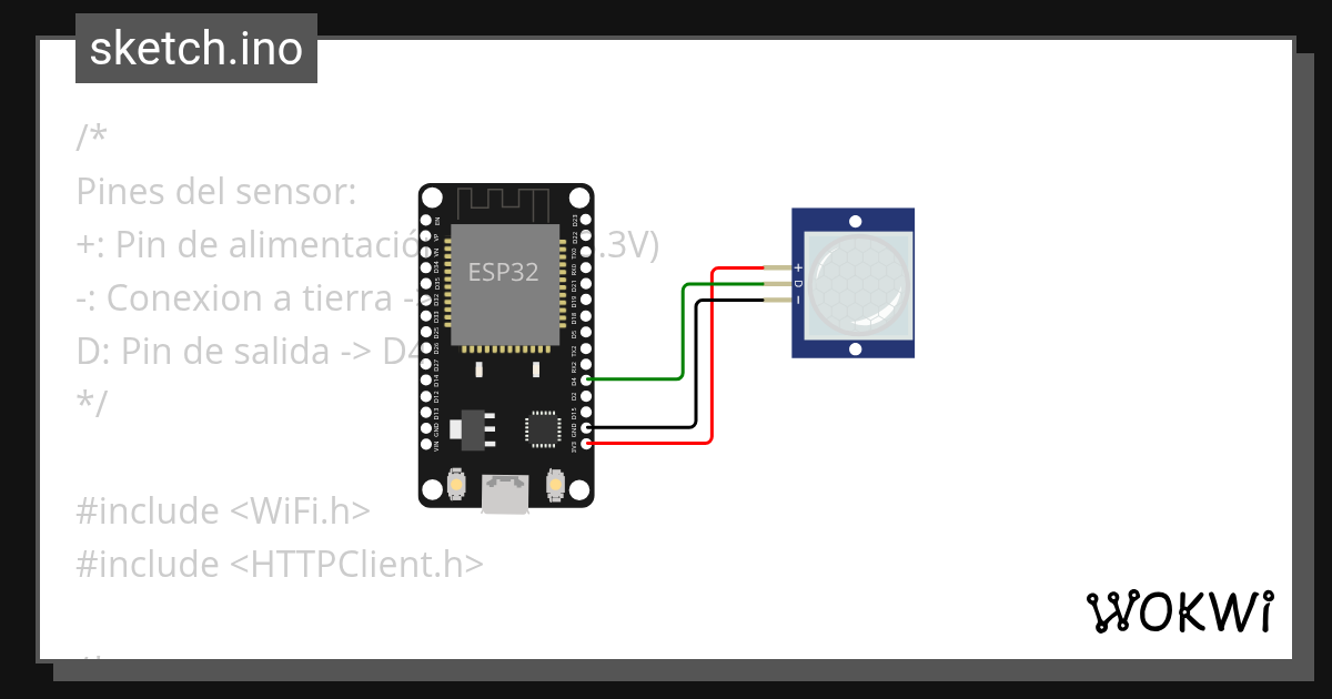 Sensor PIR - Intenet - Wokwi ESP32, STM32, Arduino Simulator