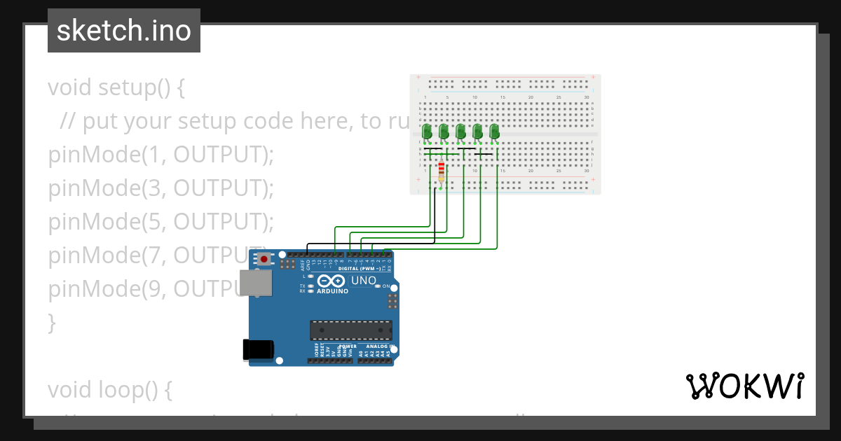 running led common katoda - Wokwi ESP32, STM32, Arduino Simulator