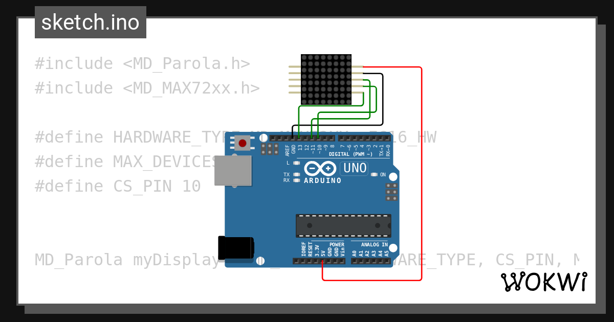 Led Matrix Chain 1 Wokwi Esp32 Stm32 Arduino Simulator