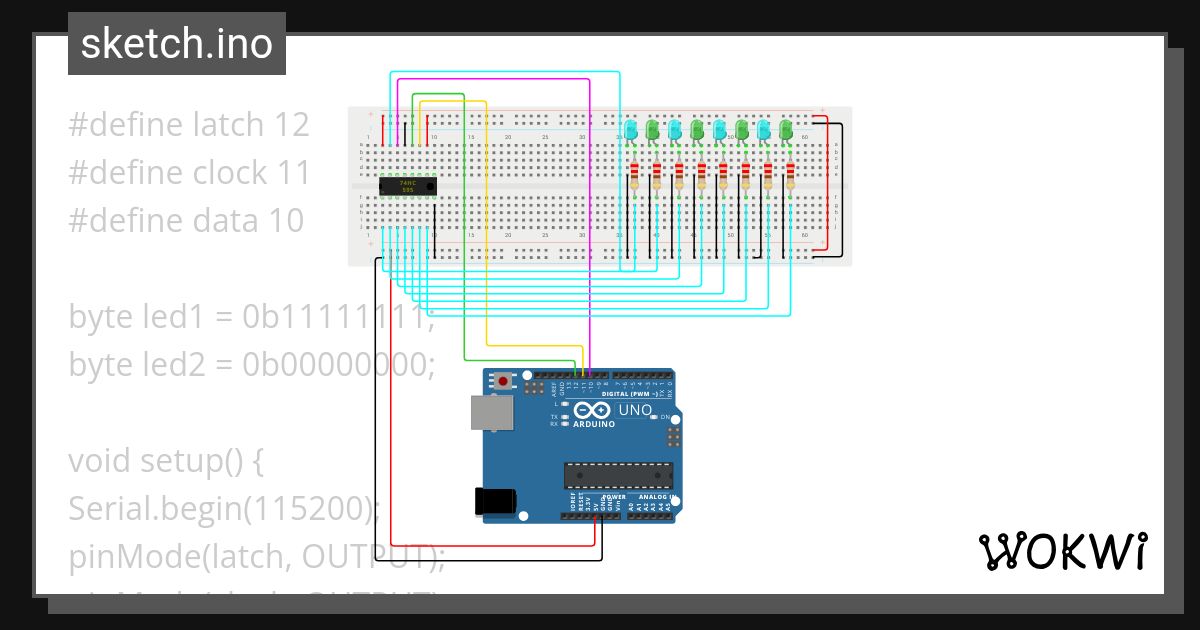 Led ไปกลับ Ic 74hc595 Wokwi Esp32 Stm32 Arduino Simulator 1961