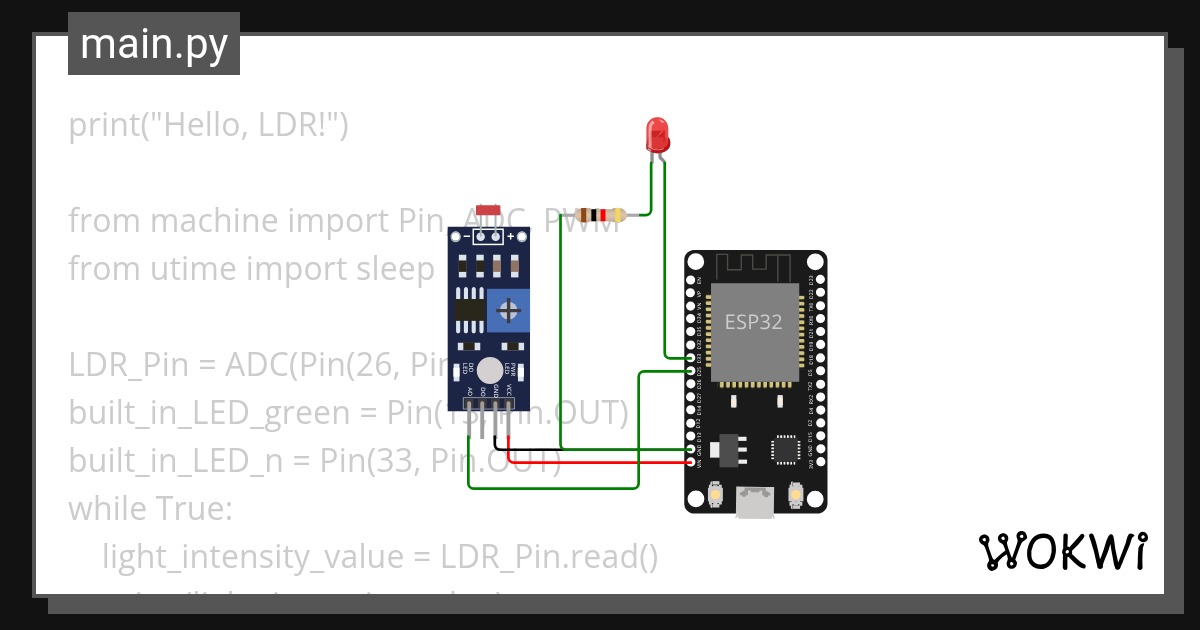 light ldr - Wokwi ESP32, STM32, Arduino Simulator