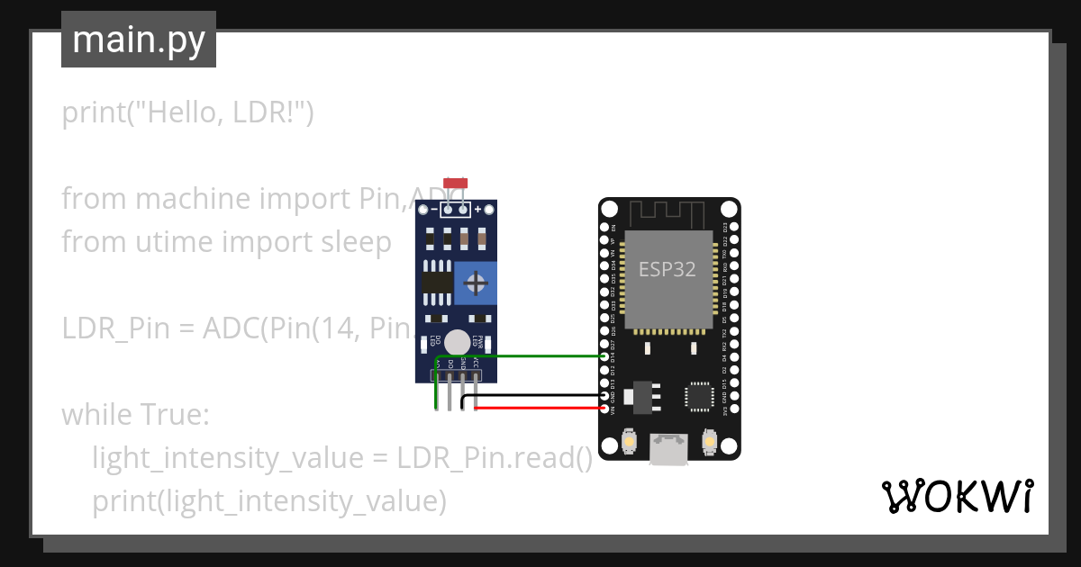 LDR - Wokwi ESP32, STM32, Arduino Simulator