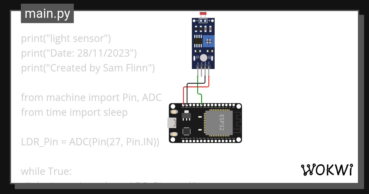 light sensor - Wokwi ESP32, STM32, Arduino Simulator