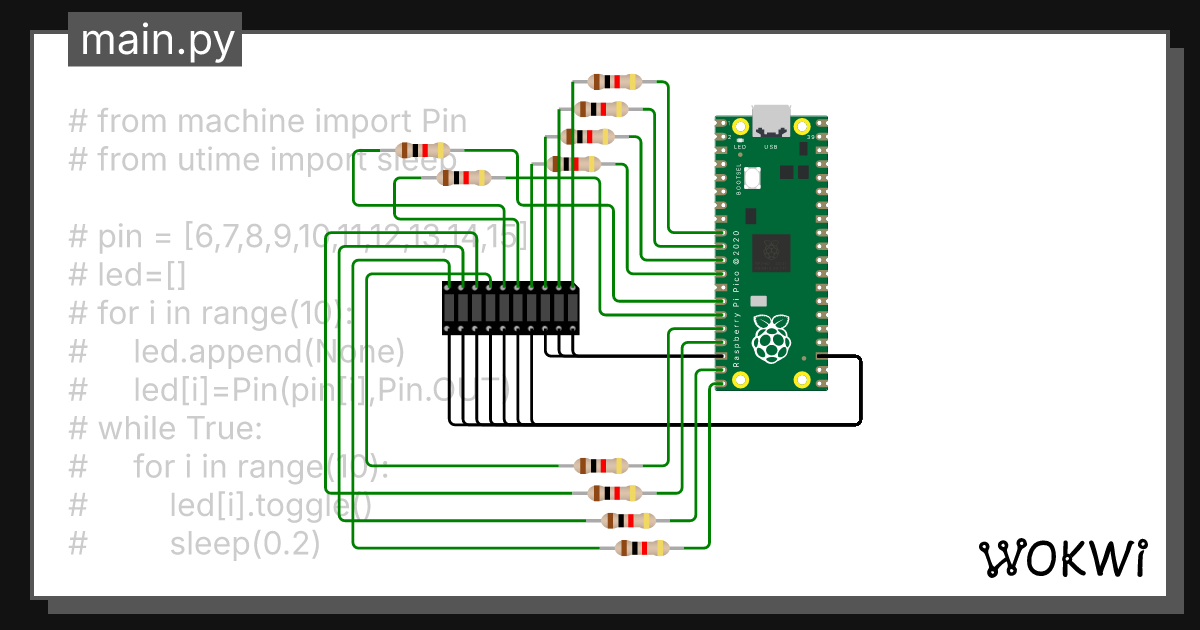 LED Bar - Wokwi ESP32, STM32, Arduino Simulator