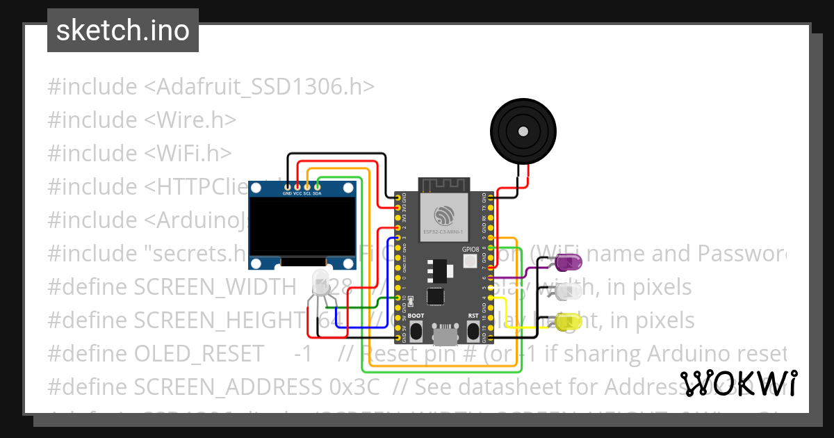 ESP32 Bitcoin Price Tracker with status LED - Wokwi ESP32, STM32, Arduino Simulator