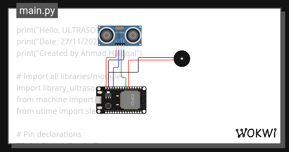 homework Ultrasonic - Wokwi ESP32, STM32, Arduino Simulator