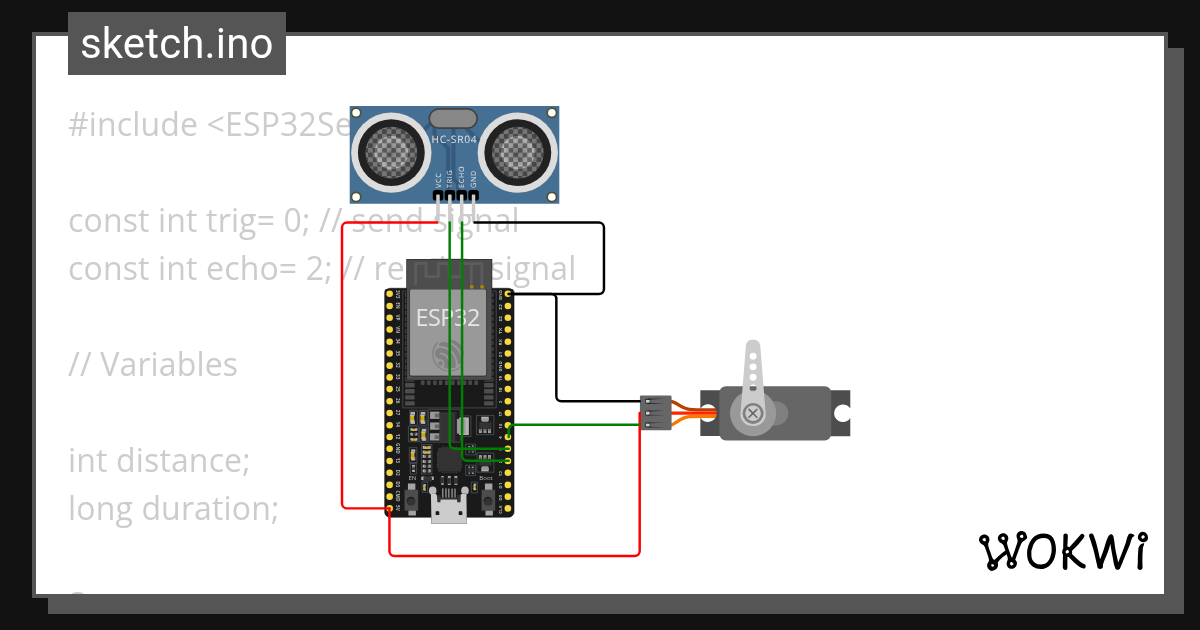 ESP with Ultrasonic and Servo - Wokwi ESP32, STM32, Arduino Simulator
