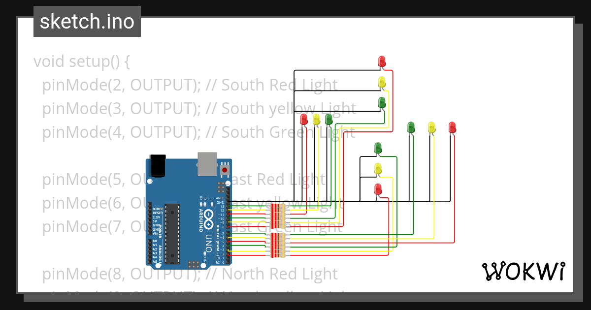 P1 Uno Trafficlight Dinesh Wokwi Esp32 Stm32 Arduino Simulator