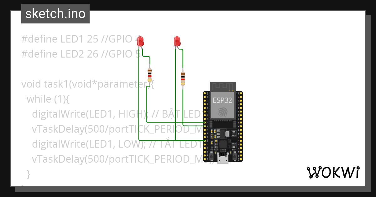 lab1 - Wokwi ESP32, STM32, Arduino Simulator
