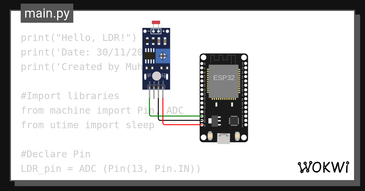 Light Intensity Measure Wokwi Esp32 Stm32 Arduino Simulator