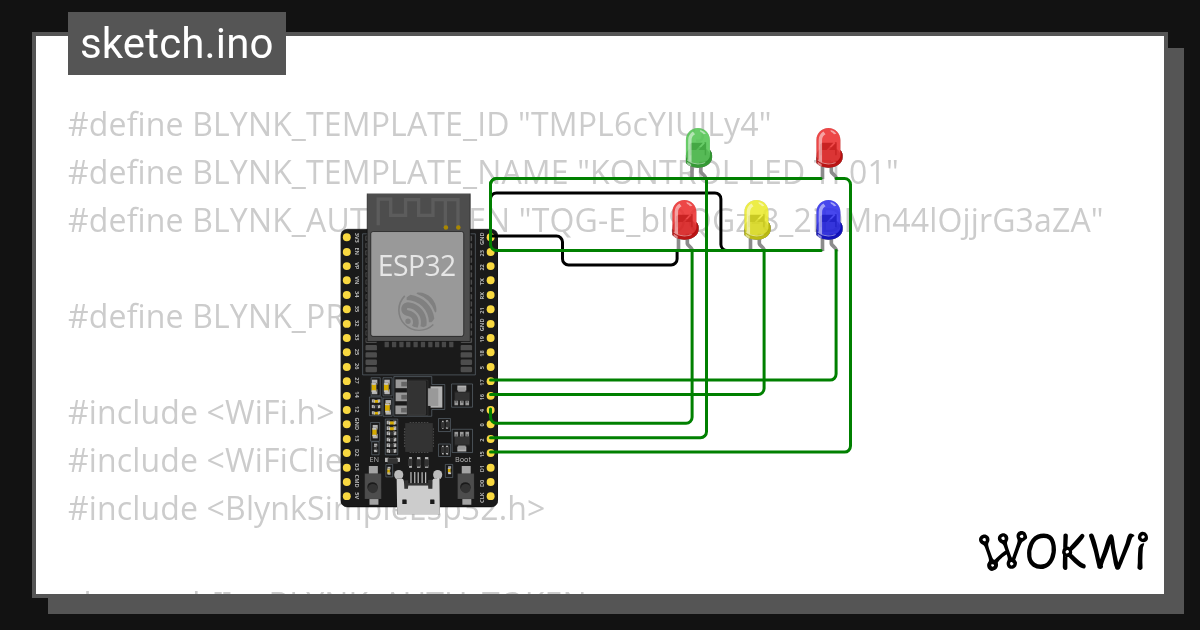 KONTROL LED - Wokwi ESP32, STM32, Arduino Simulator