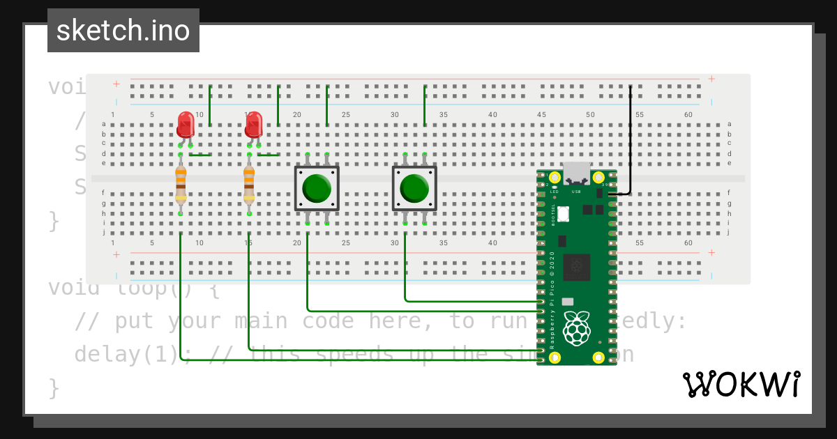 2 Button Pico Wokwi Esp32 Stm32 Arduino Simulator 2817