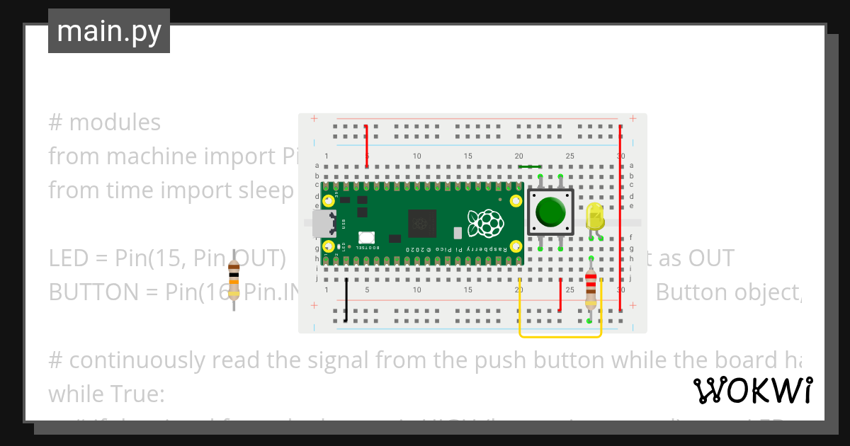 Raspberry Pi Pico Push Button and LED Copy - Wokwi ESP32, STM32 ...