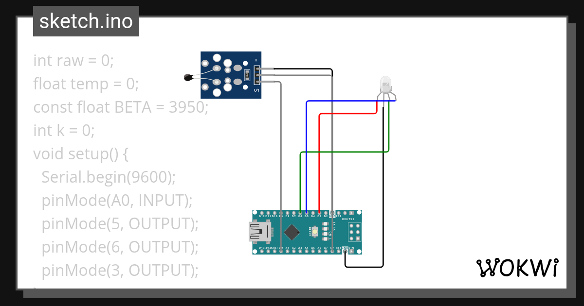 температура светодиод Wokwi Esp32 Stm32 Arduino Simulator