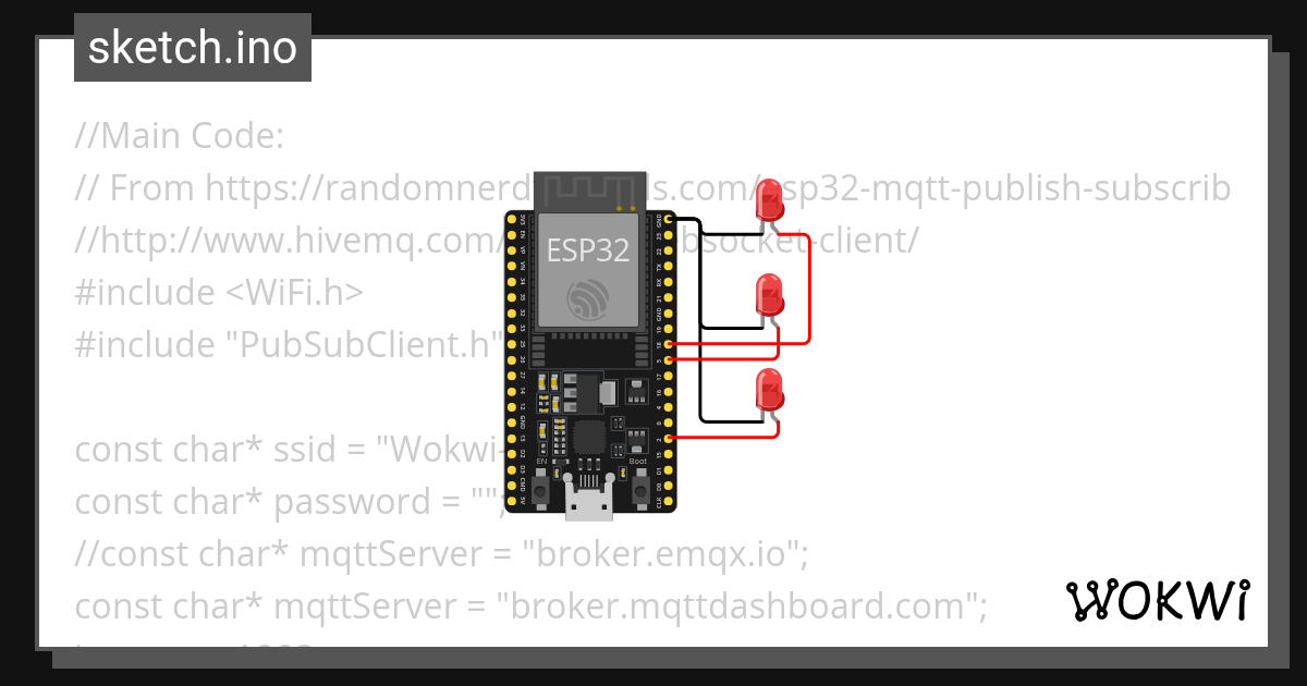 LED_on_using_MQTT - Wokwi ESP32, STM32, Arduino Simulator