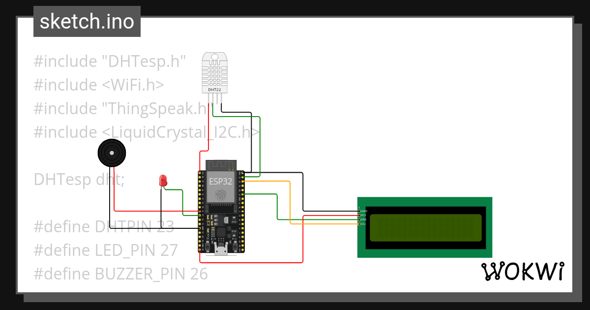 Temperature and humidity change alarm system - Wokwi ESP32, STM32, Arduino Simulator