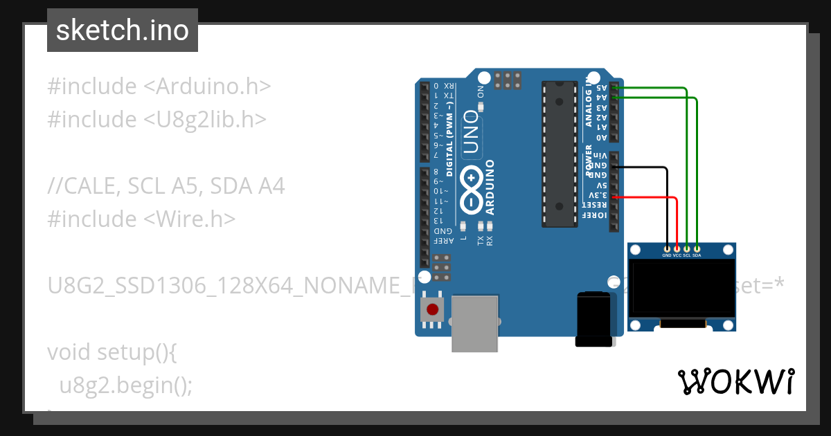CMY268 Arduino UNO OLED I2C SSD1306 128x64 - Wokwi ESP32, STM32, Arduino Simulator