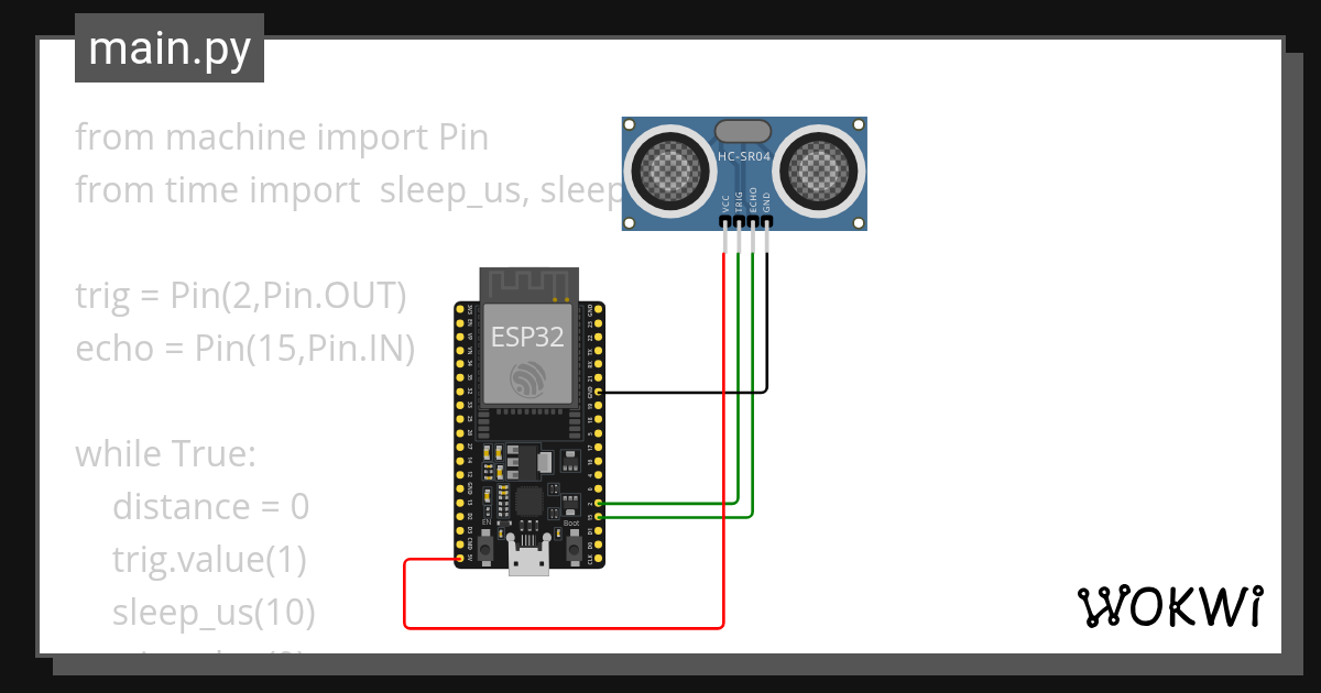 超声波传感器 Wokwi Esp32 Stm32 Arduino Simulator
