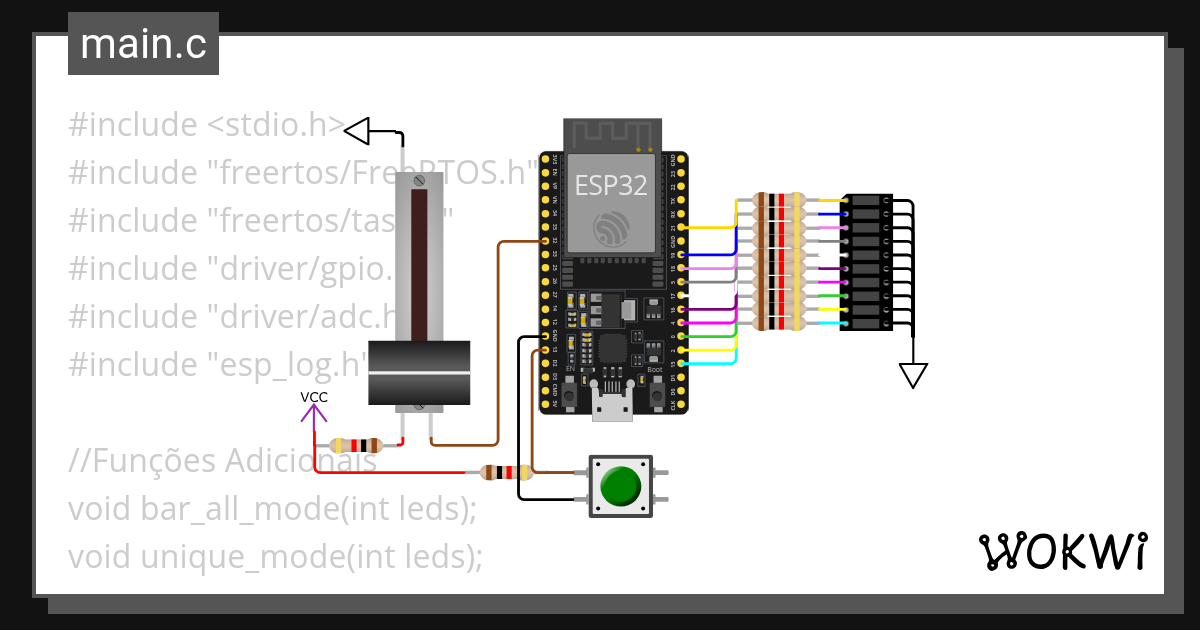 ADC exemple ESP - Wokwi ESP32, STM32, Arduino Simulator