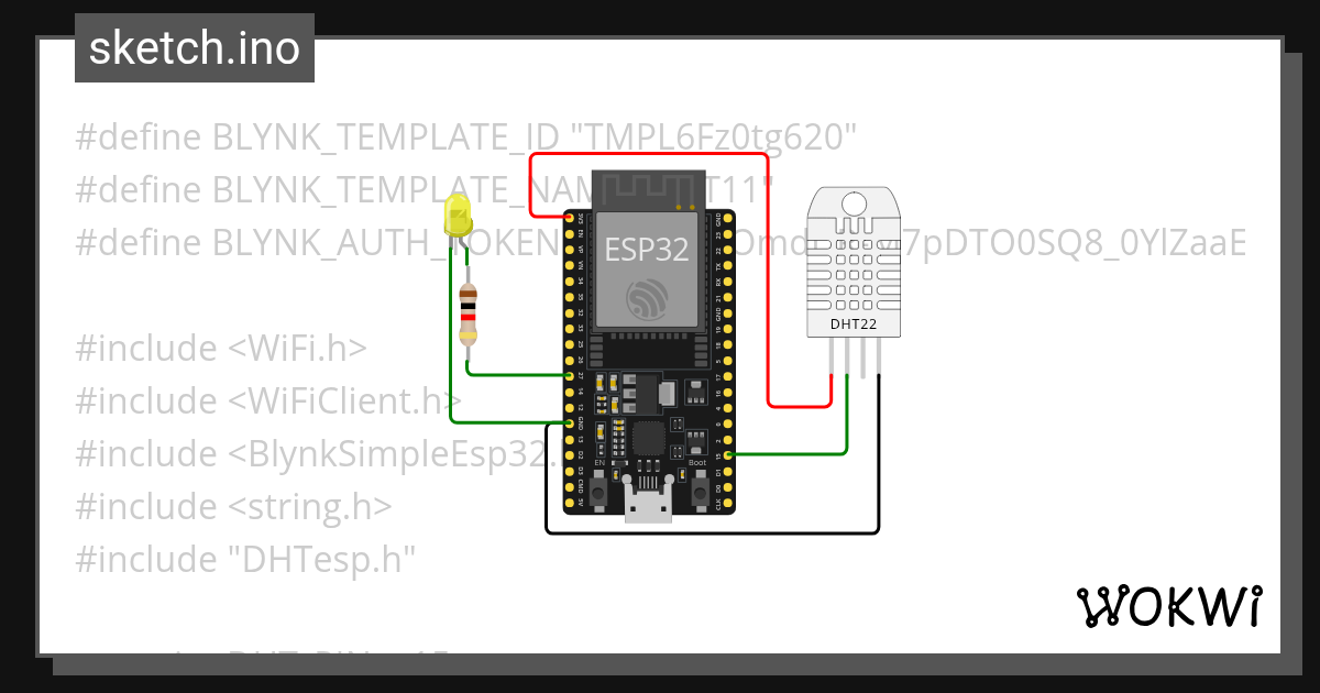 DHT22_LED_BLYNK - Wokwi ESP32, STM32, Arduino Simulator