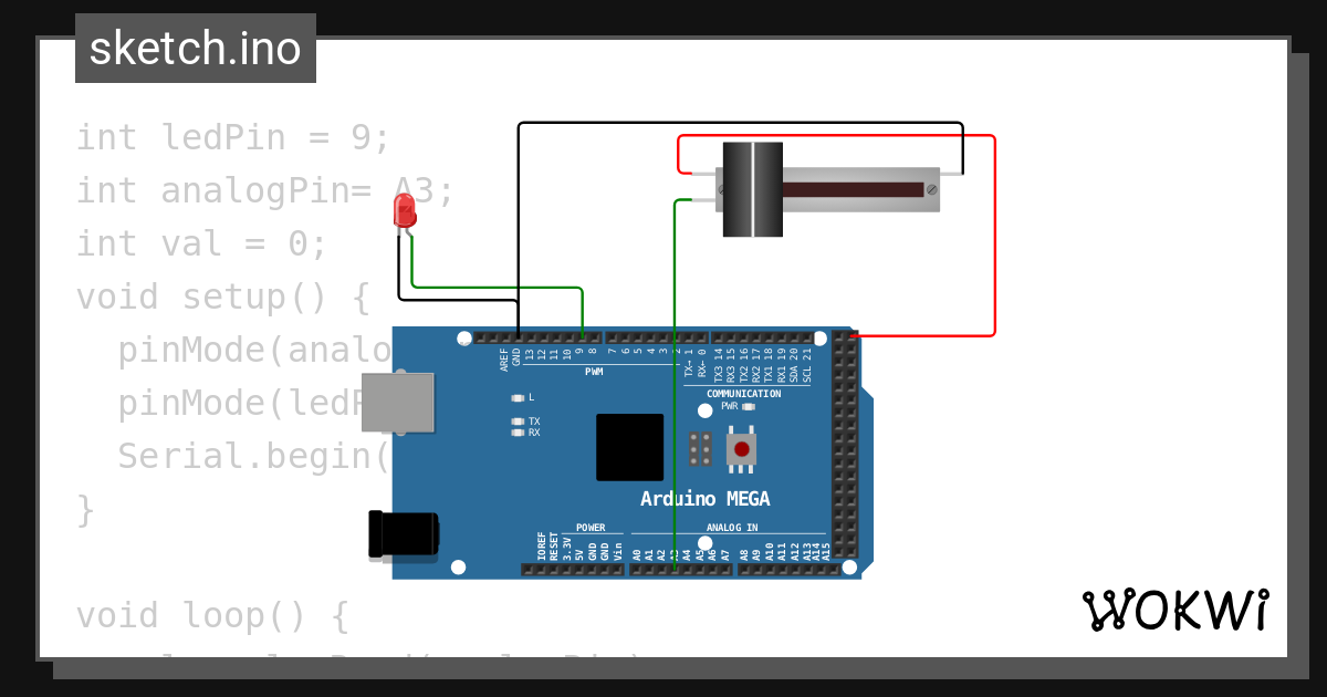 P90 1模拟引脚电位器 Wokwi Esp32 Stm32 Arduino Simulator
