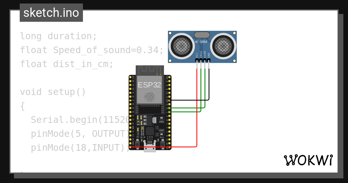 Ultrsonic Wokwi Esp32 Stm32 Arduino Simulator