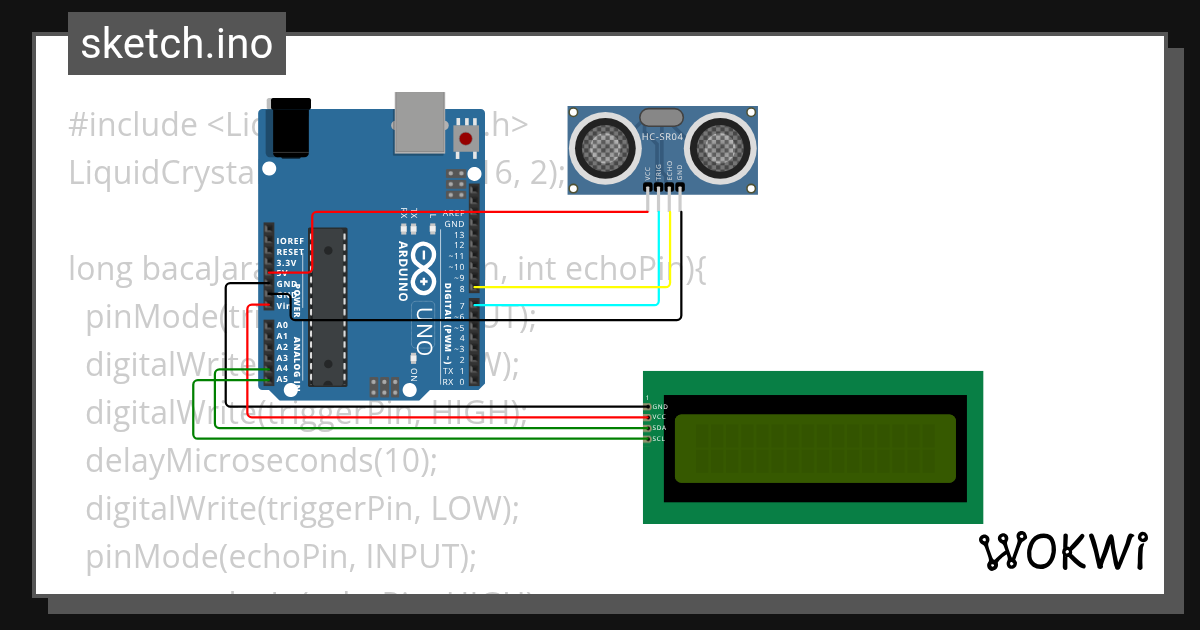 ultrasonic_2 I2C . - Wokwi ESP32, STM32, Arduino Simulator