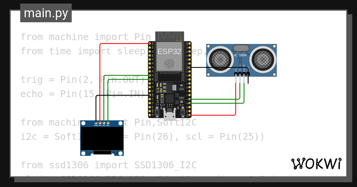 超声波传感器测距仪 Wokwi Esp32 Stm32 Arduino Simulator