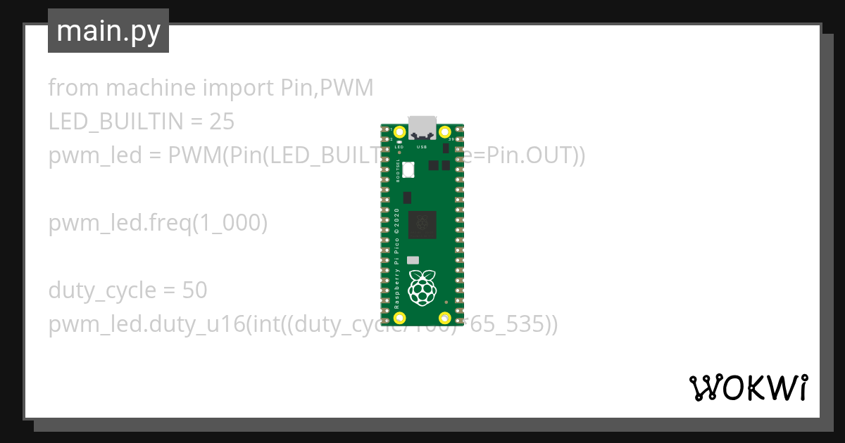 Led breathing: Duty cycle Percentage Specification - Wokwi ESP32, STM32, Arduino Simulator