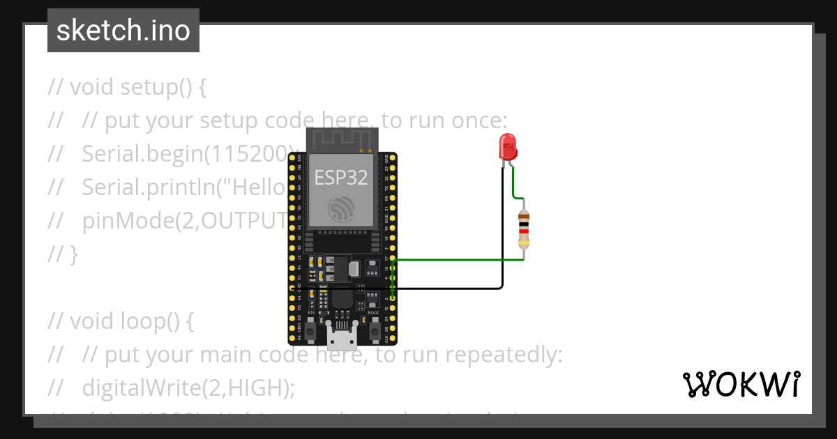 LED Blink - Wokwi ESP32, STM32, Arduino Simulator