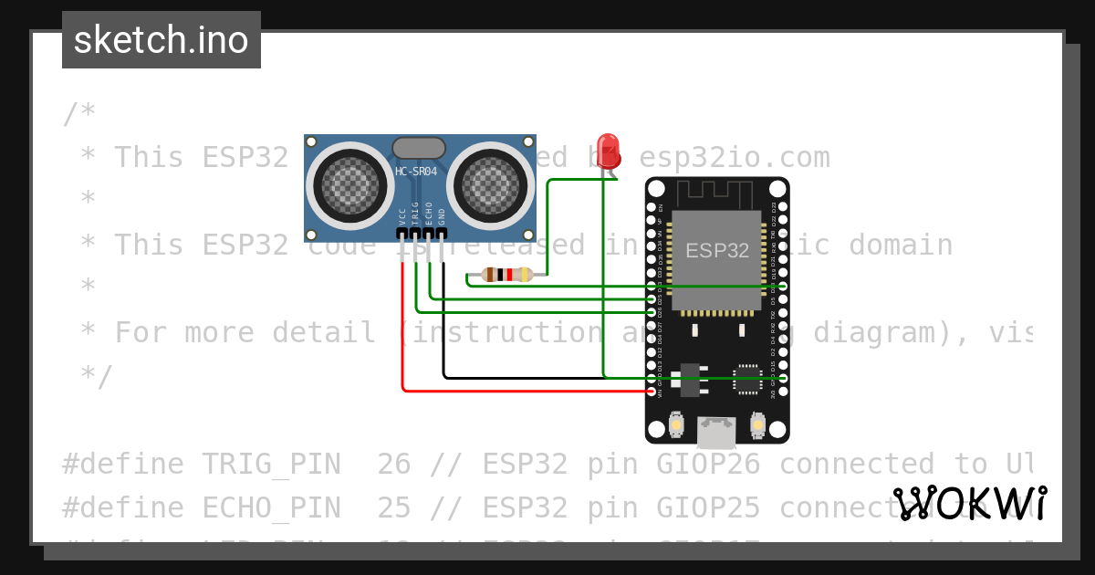 Ultrasonic Sensor With Esp32 Copy Wokwi Esp32 Stm32 Arduino Simulator