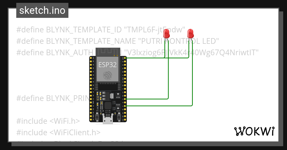 PUTRI KONTROL LED - Wokwi ESP32, STM32, Arduino Simulator