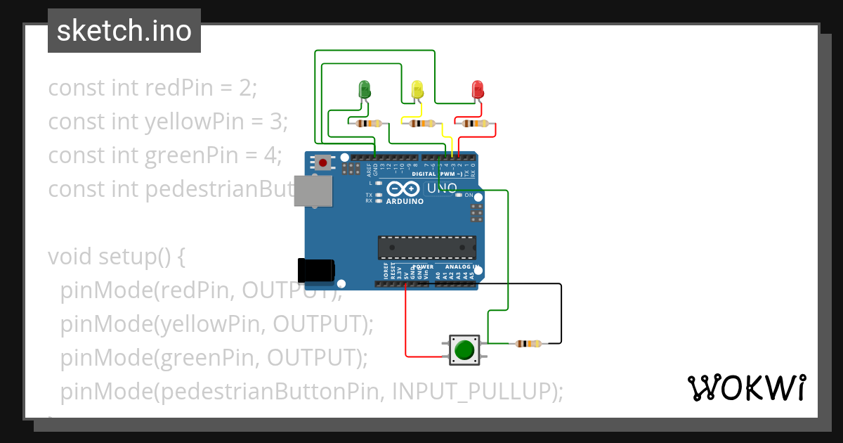 pedestrian traffic light Copy - Wokwi ESP32, STM32, Arduino Simulator