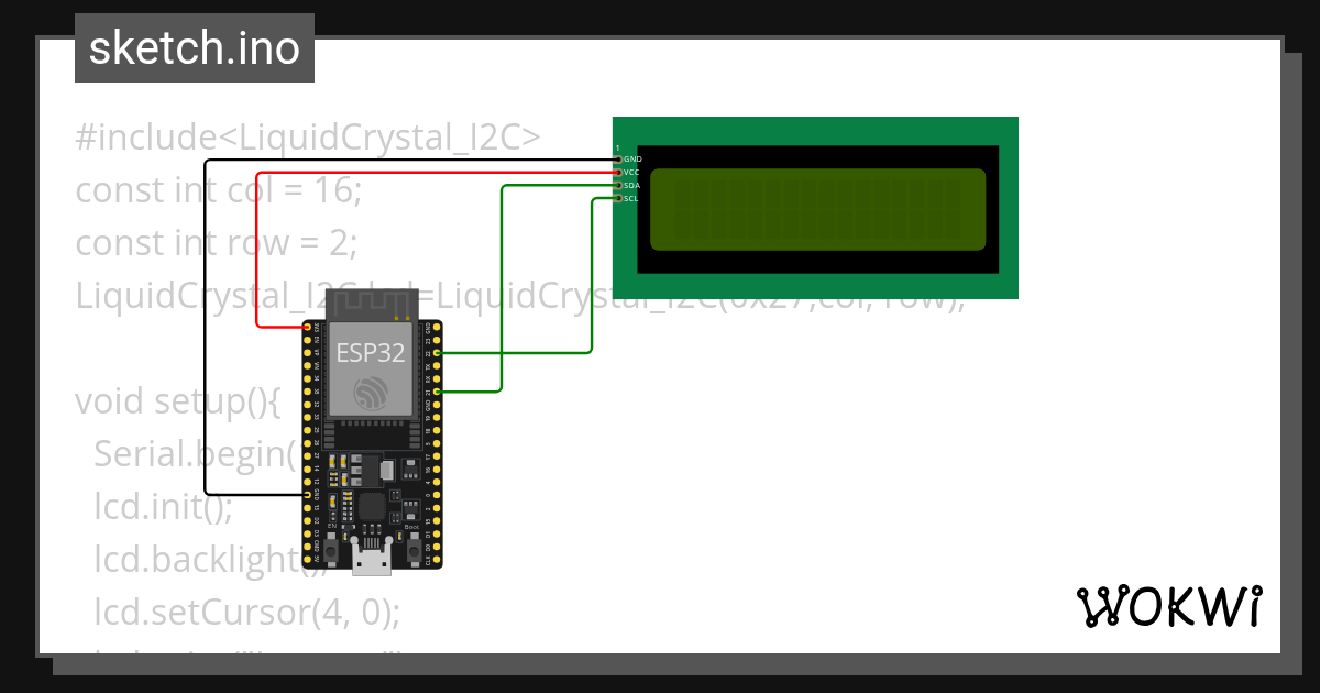 ultrasonic dan LCD I2C - Wokwi ESP32, STM32, Arduino Simulator