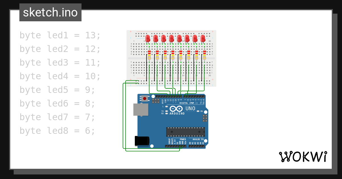 Led8ตัว Wokwi Esp32 Stm32 Arduino Simulator 5263