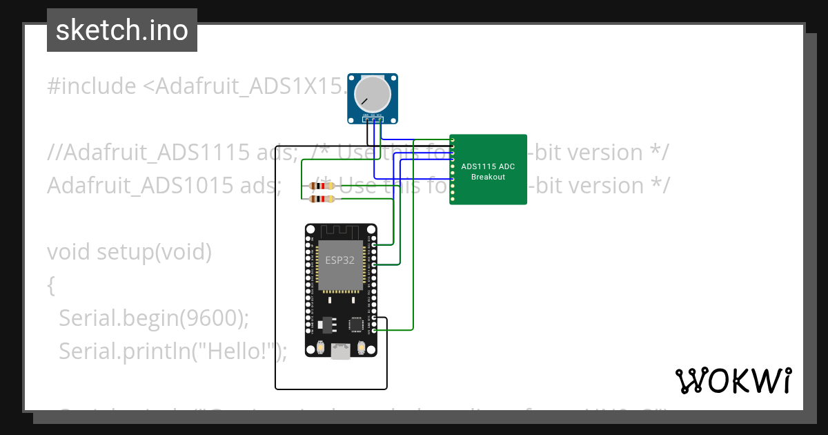 ESP32 ADS1115 - Wokwi ESP32, STM32, Arduino Simulator