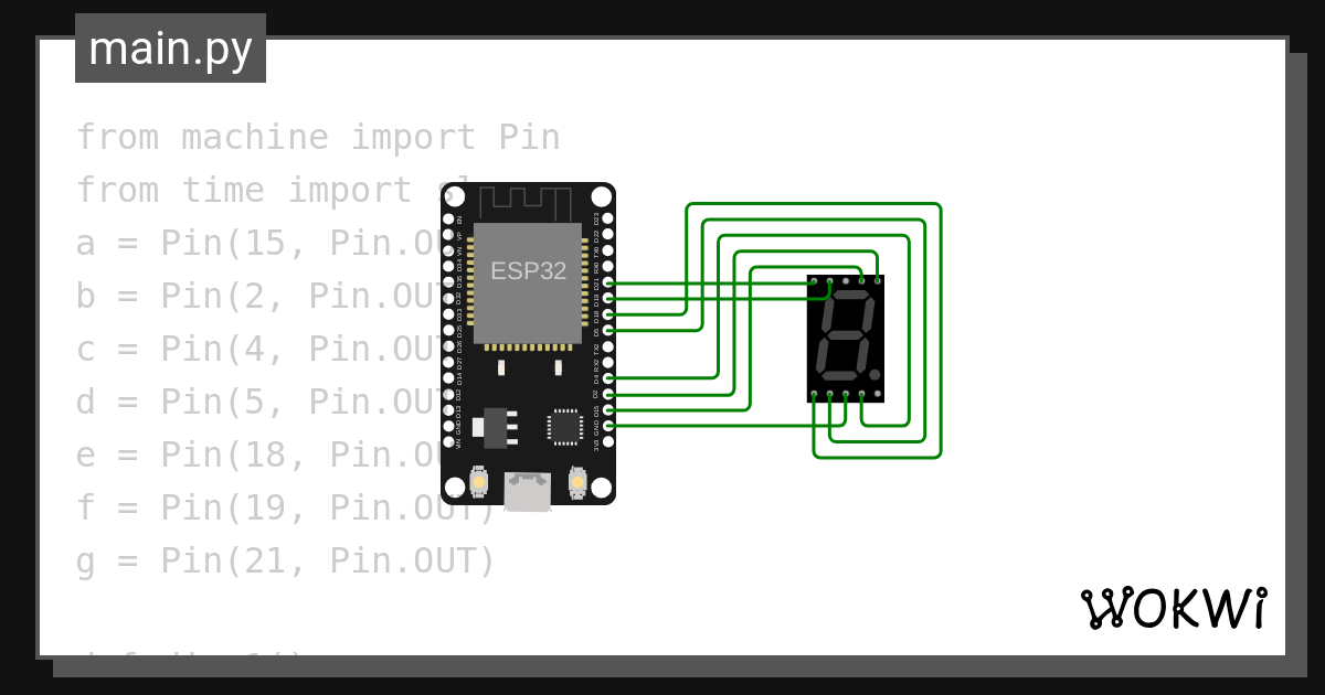 七段数码管(数字1变成2 Wokwi Esp32 Stm32 Arduino Simulator