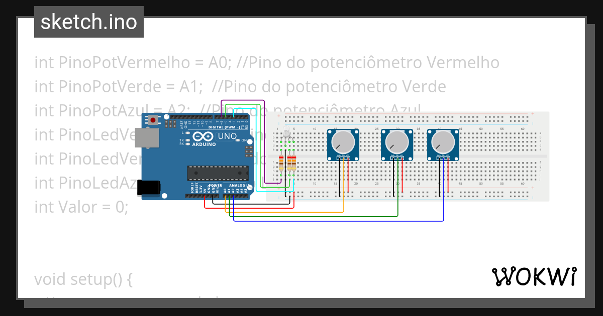 Projeto 4 com Potenciômetro Com LED - Wokwi ESP32, STM32, Arduino Simulator