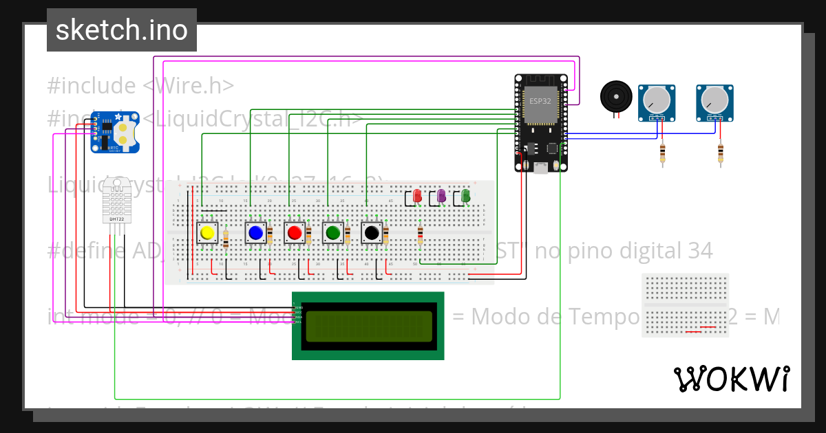 Tela auxiliar com ESP32 - Wokwi ESP32, STM32, Arduino Simulator